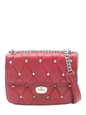 Miu Miu Stud-embellished Quilted Shoulder Bag - Red