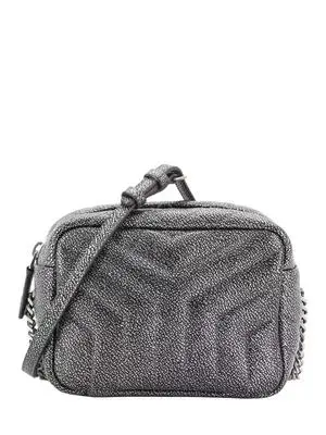 Saint Laurent Loulou Mini Bowling Bag Matelasse Chevron Leather Crossbody Bag - Silver