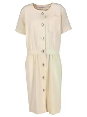 Saint Laurent Button-up Short-sleeve Dress - Neutrals