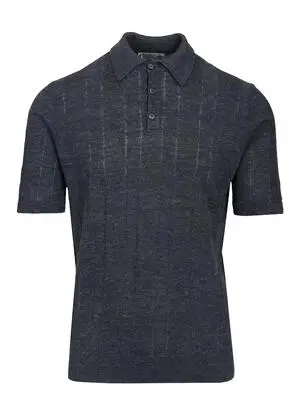 AL DUCA D’AOSTA 1902 Ribbed-knit Polo Shirt - Blue