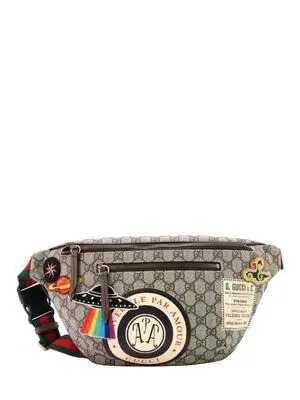 Gucci Courrier Zip Gg Coated Canvas Belt Bag With Applique - Brown