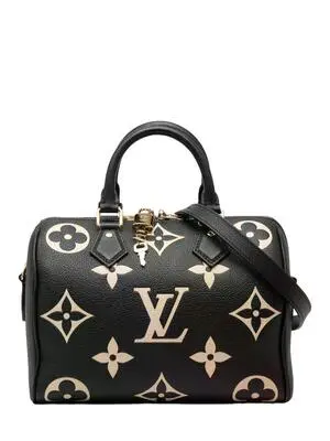 LOUIS VUITTON Monogram Empreinte Giant Speedy Bandouliere 25 Satchel - Black
