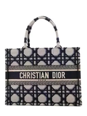 Dior Book Macrocannage Canvas Medium Tote Bag - Blue