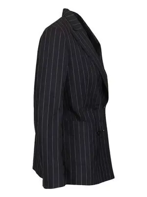 LATORRE Double-breasted Pinstripe Jacket - Black