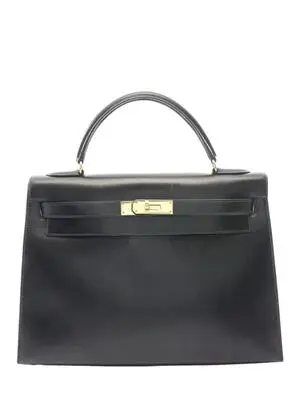 Hermès Hermès 1991 Box Calf Kelly Sellier 32 Satchel Black