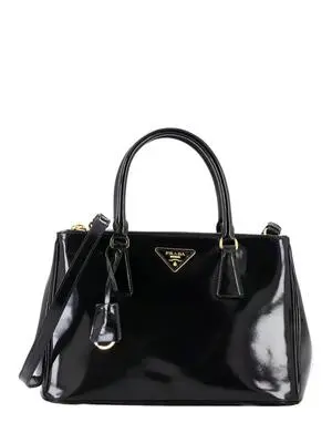 Prada Spazzolato Leather Double Zip Satchel - Black