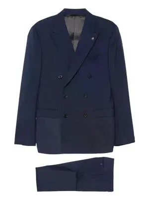 MANUEL RITZ Double-breasted Peak-lapel Suit - Blue