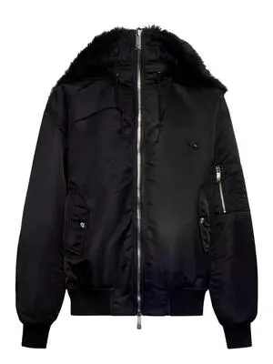John Richmond Textured Collar Zip-up Jacket - Black