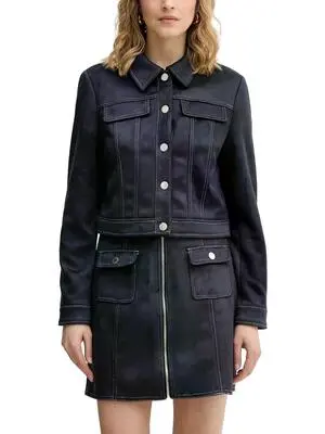 MORGAN Contrast-stitch Suede Jacket - Blue