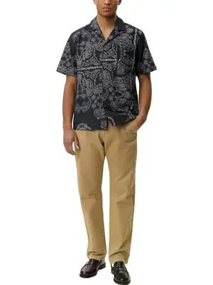 LES DEUX Paisley-print Short-sleeve Shirt - Black