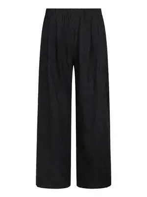Apuntob Crinkled Effect Linen Trousers - Black