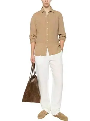 120% Lino Drawstring Waist Trousers - Neutrals
