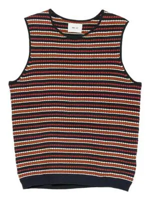 Nn07 Bari 6686 Striped Knitted Vest - Blue