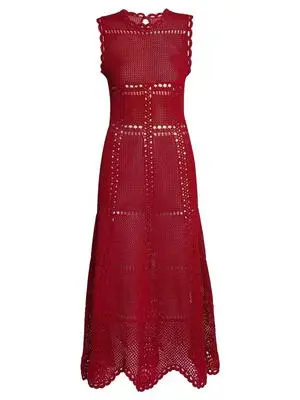 Erdem Ruby Crochet-knit Midi Dress - Red