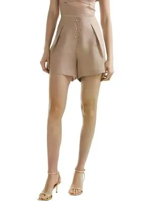 MIA PECULIAR Button-fastening Tailored Shorts - Brown