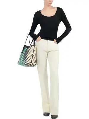 Roberto Cavalli Flared Jeans With Logo Patch - Neutrals