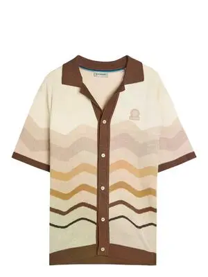 SANDBANKS Chevron-knit Short-sleeve Sweater - Neutrals