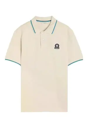SANDBANKS Logo-patch Tipped Polo Shirt - Neutrals