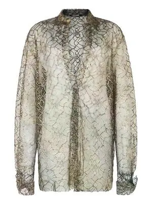 Roberto Cavalli Embroidered Lace Shirt - Black