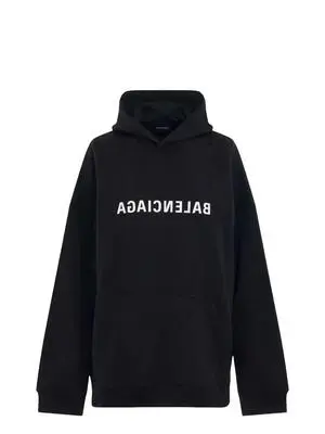 Balenciaga Mirror-print Wide-fit Hoodie - Black