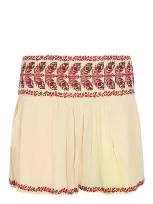 MARANT ETOILE Etoile Embroidered Pleated Mini Skirt - Neutrals