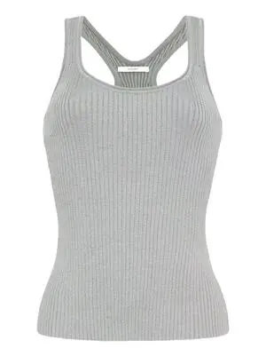 Adam Lippes Ribbed Knit Racerback Tank Top - Grey