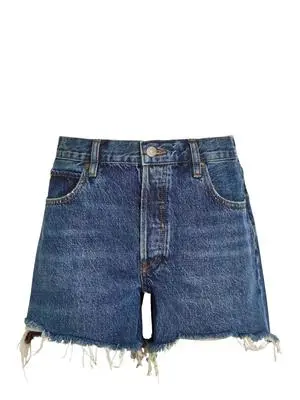 FRAME Frayed-hem Denim Shorts - Blue