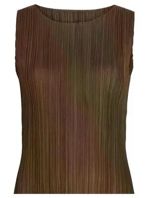 Issey Miyake Pleated Sleeveless Maxi Dress - Brown