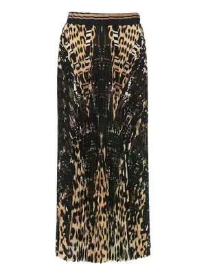 PIERRE-LOUIS MASCIA Pleated Animal-print Maxi Skirt - Brown