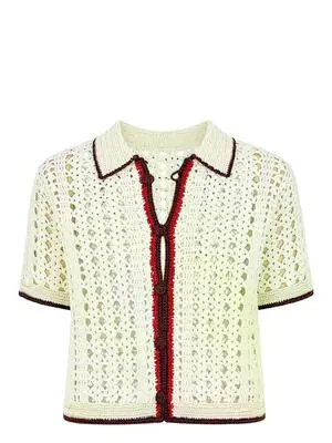 FORTE_FORTE White Crochet Knit Short-sleeve Shirt - Neutrals