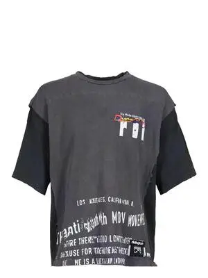 RIVINGTON ROI REBIS Layered-sleeve Graphic-print T-shirt - Grey