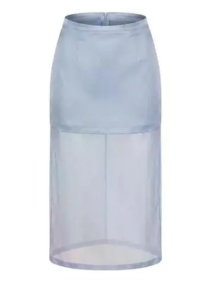 SUPER BLOND Silk Pencil Midi Skirt - Blue