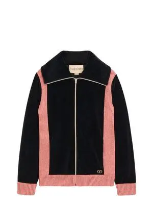 Valentino Garavani Jersey Sweatshirt With Vlogo Plaque - Black/pink