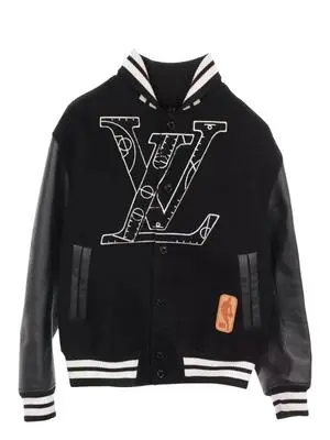 LOUIS VUITTON Embroidered Logo Bomber Jacket - Black