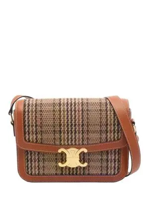 Celine Triomphe Tweed Shoulder Bag - Neutrals