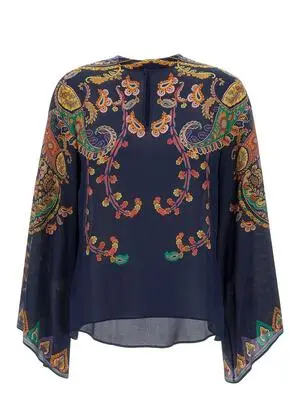 Etro Silk Printed Long Sleeve Shirt - Multicolor