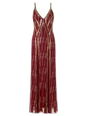 TEMPERLEY LONDON Viola Bead-embellished Open-back Maxi Dress - Red
