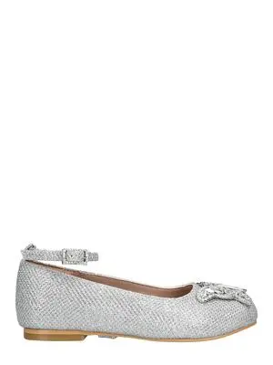 ARUNA SETH Glitter Angelina Ballet Flats With Butterfly Brooch - Silver