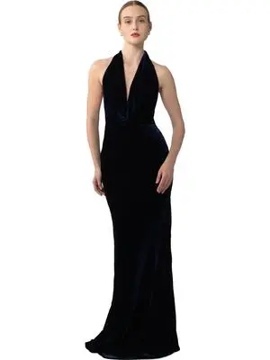 SAU LEE Velvet Gown - Midnight Blue
