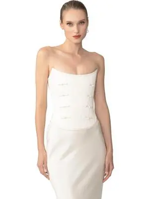 SAU LEE Della Satin Corset Top - Ivory