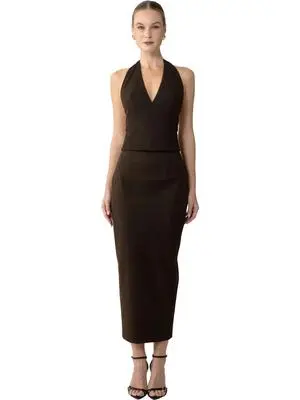 SAU LEE Nomi Suede Skirt - Espresso