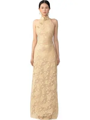 SAU LEE Gillian Lace Gown - Light Gold