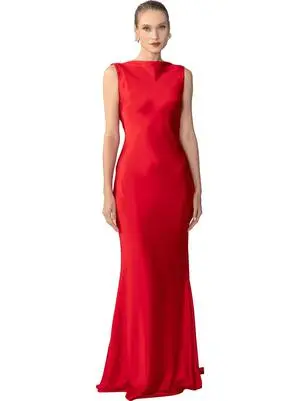 SAU LEE Callie Satin Gown - Red