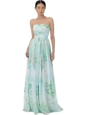 SAU LEE Camille Strapless Maxi Dress - Mint Multi
