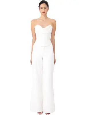 SAU LEE Lin Crepe Wide Leg Pants - White