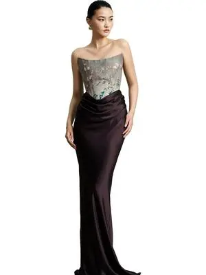 SAU LEE Frances Gown - Brown Multi