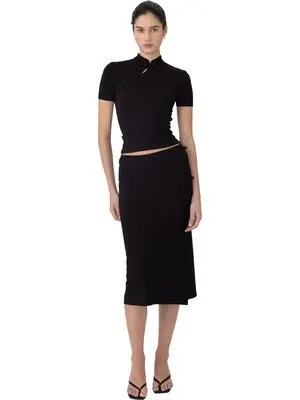 SAU LEE Timo Midi Skirt - Black