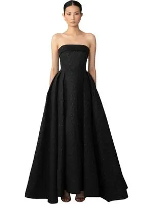 SAU LEE Jordan Jacquard Gown - Black