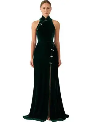 SAU LEE Ariana Velvet Gown - Emerald