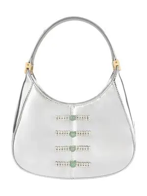 SAU LEE HANDBAGS Mini Bag In Patent Leather With Crystal And Jadeite Embellishments - Silver